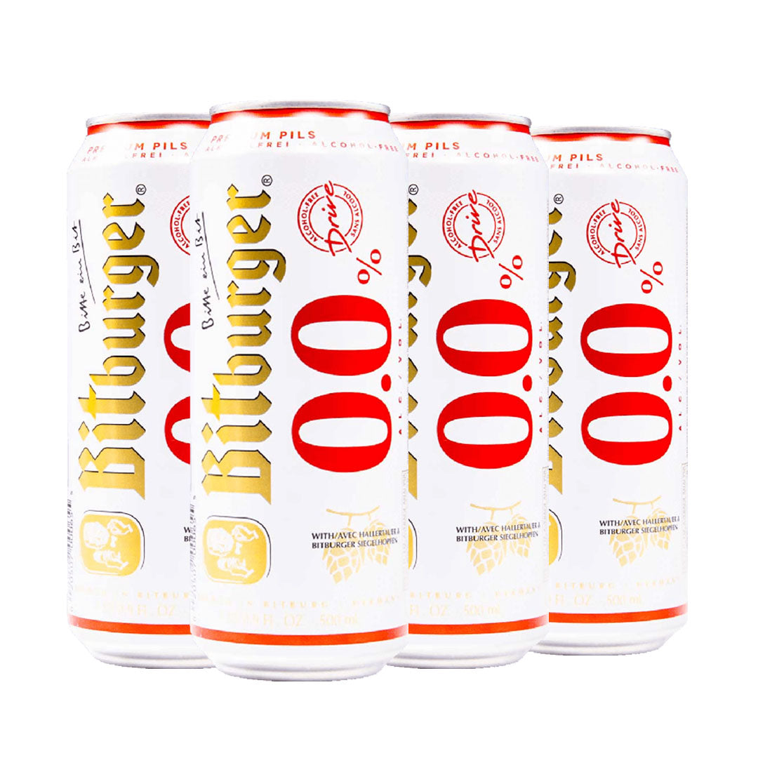 Bitburger — Drive 0.0, Premium Pils Alcohol-Free, 4 Pack PT – Minus ...